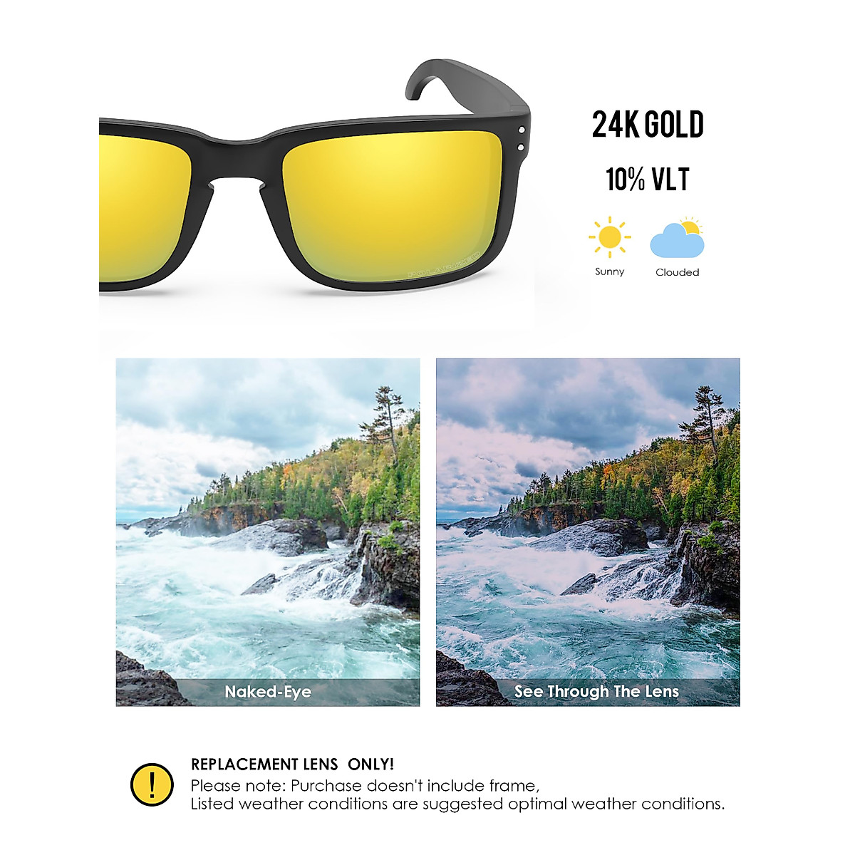 BLAZERBUCK Anti-salt Polarized Replacement Lenses for Oakley Holbrook OO9102-24K Gold