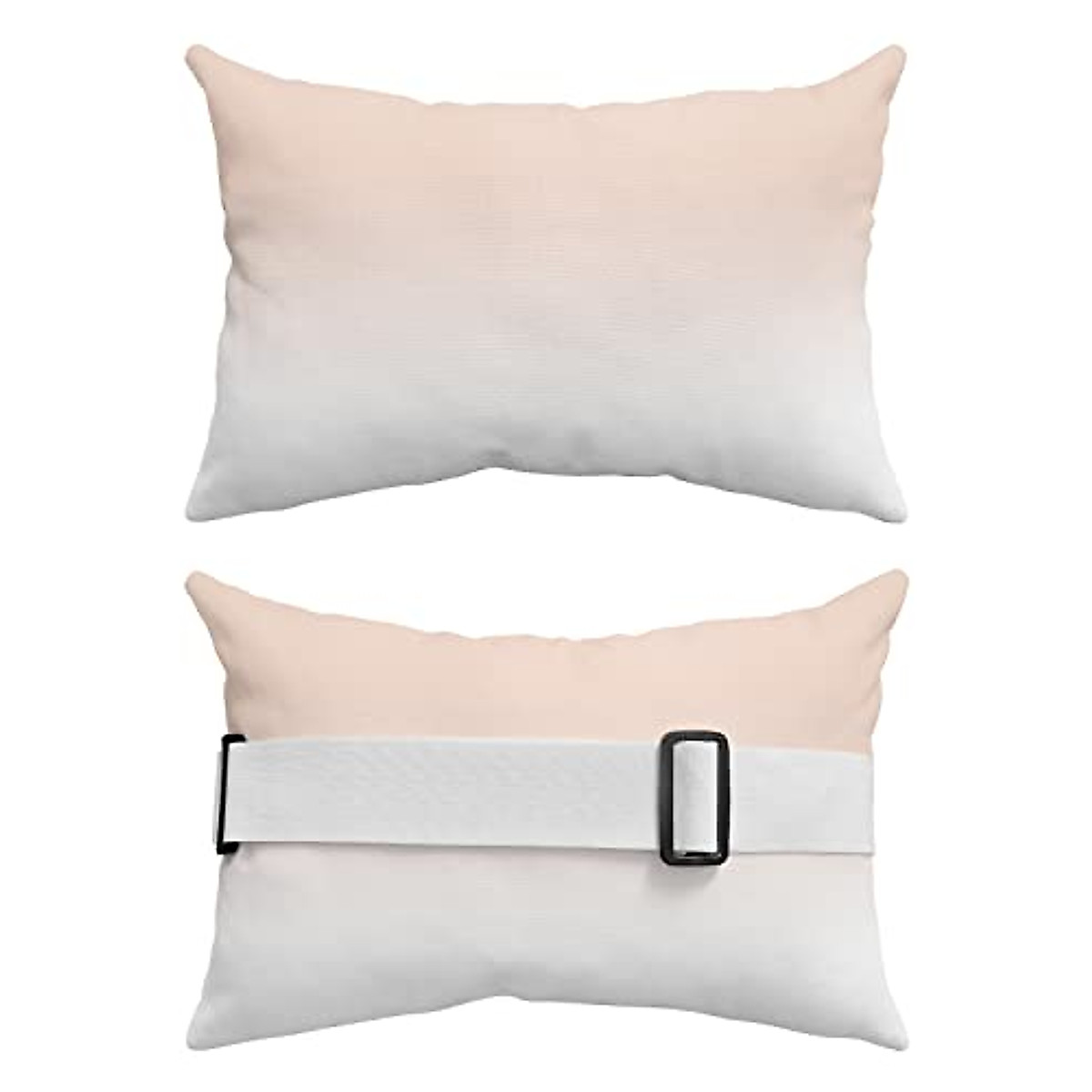 Recliner Head Pillow Ledge Loungers Chair Pillows with Insert Dreamy Peach Pink and White Gradient Lumbar Pillow with Adjustable Strap Outside Patio Decorative Garden Cushion for Bench Couch, 2 PCS