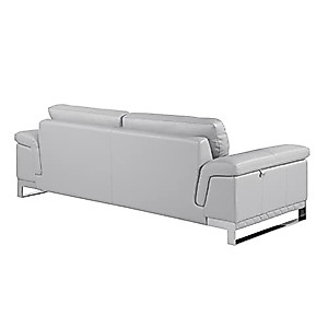 Blackjack Furniture Weston Collection Italian Leather Living Room Sofa, Light Gray