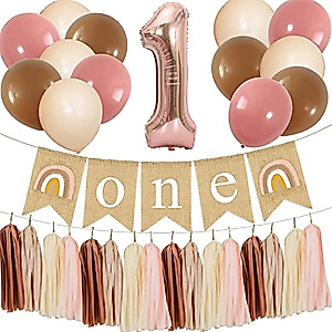 Gankbite Boho One Birthday Banner Rainbow Party Supplies Blush Pink Girl 1st Decoration Paper Tassel Highchair Garlands Theme Balloons