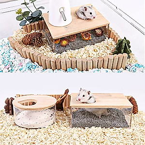 kathson Hamster Sand Bath Box Transparent Acrylic Small Animals Shower Bathtub Guinea Pigs Digging Sand Container Cage Accessories for Lemmings Gerbil Mice Hedgehog Chinchilla (Square)