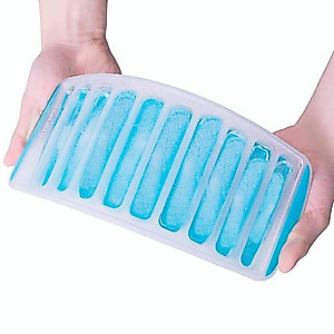 Ice Cube Tray with Lid,Ice Trays,Silicone Ice Cube Tray,Pop Out Ice Cube Tray,Reusable Ice Stick Tray,BPA Free, for Whiskey, Cocktail, Stackable Flexible Ice Molds,Dishwasher Safe (blue , pack of 1)