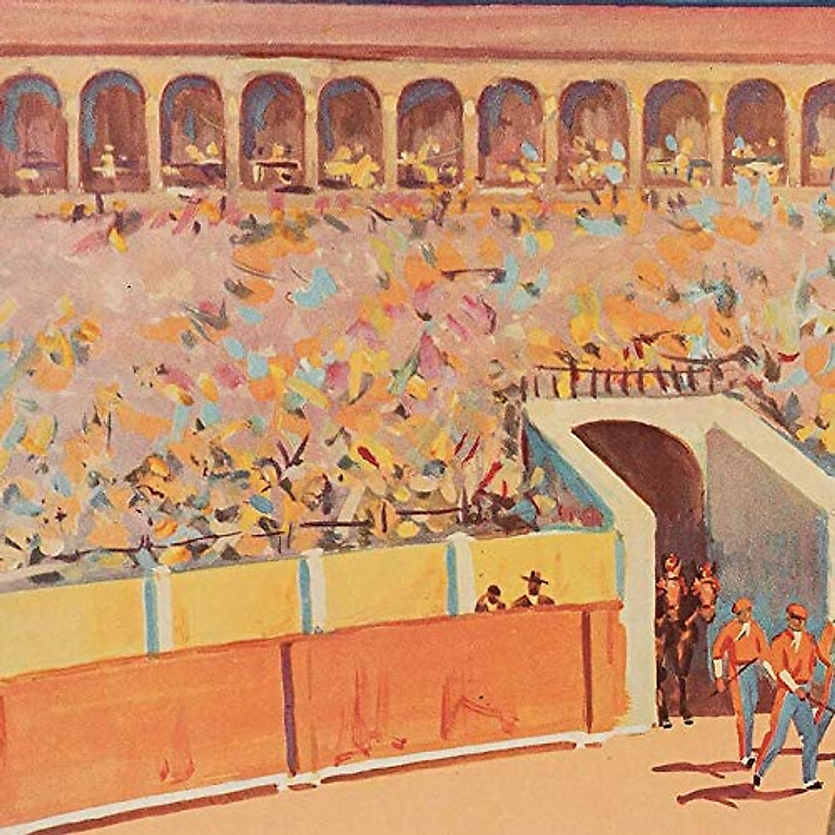 Set of two (2) Spanish Air Lines Travel Poster Prints - Fiesta de Toros Bullfighting Festival in Spain circa 1950 - each measures 12 x 16 inches