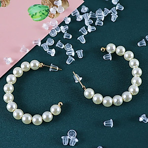 Earring Backs, 500pcs Clear Earring Backings Soft Ear Safety Back Bullet Clutch Stopper Replacement for Studs Fish Hook Earring Hoops, Hypoallergenic