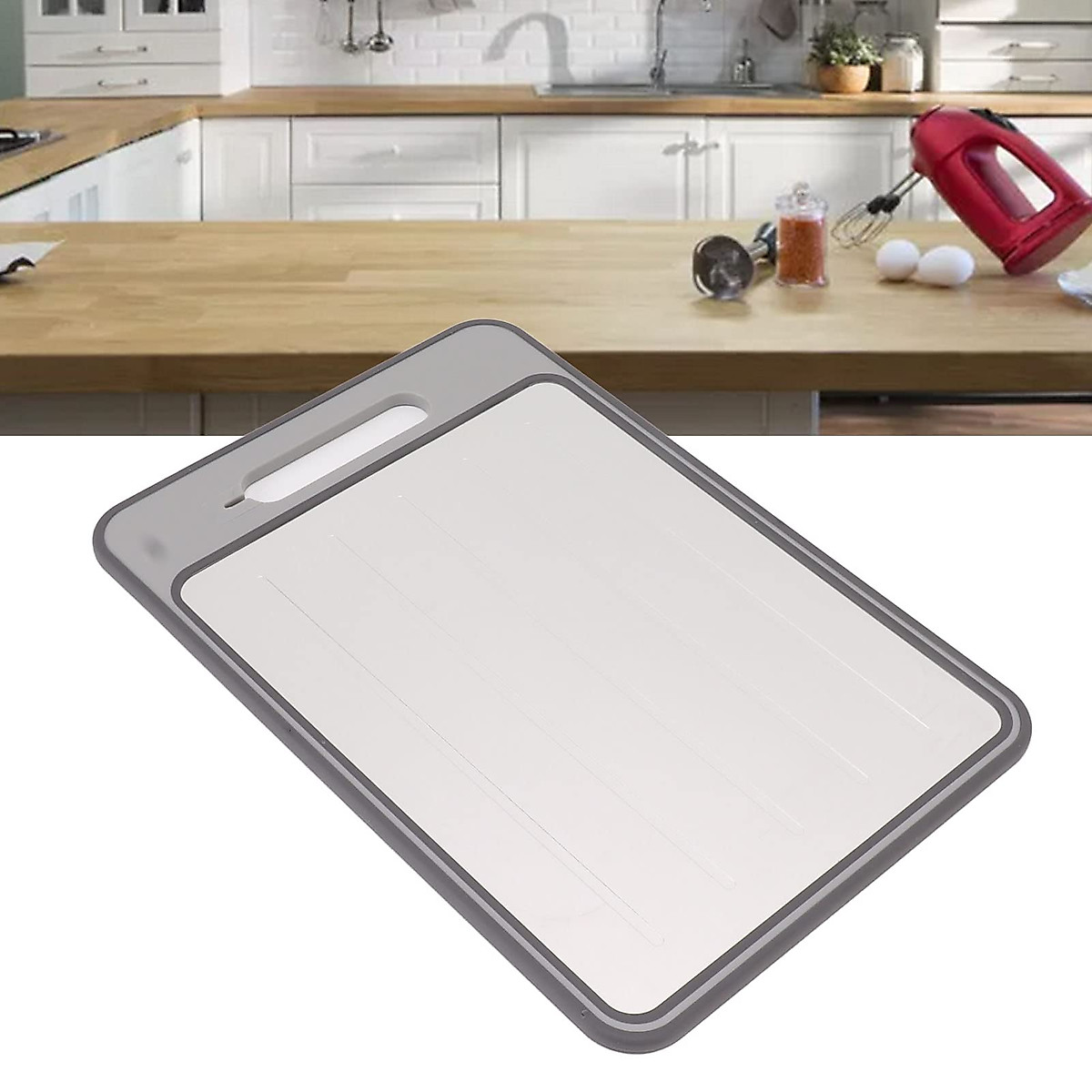 KWQBHW Defrosting Tray for Frozen Meat 36.5x25cm Cutting Board Food Quick Thawing Tray Double Sided Board with Sharpener Fast Thaw Defrosting Tray(Grey)