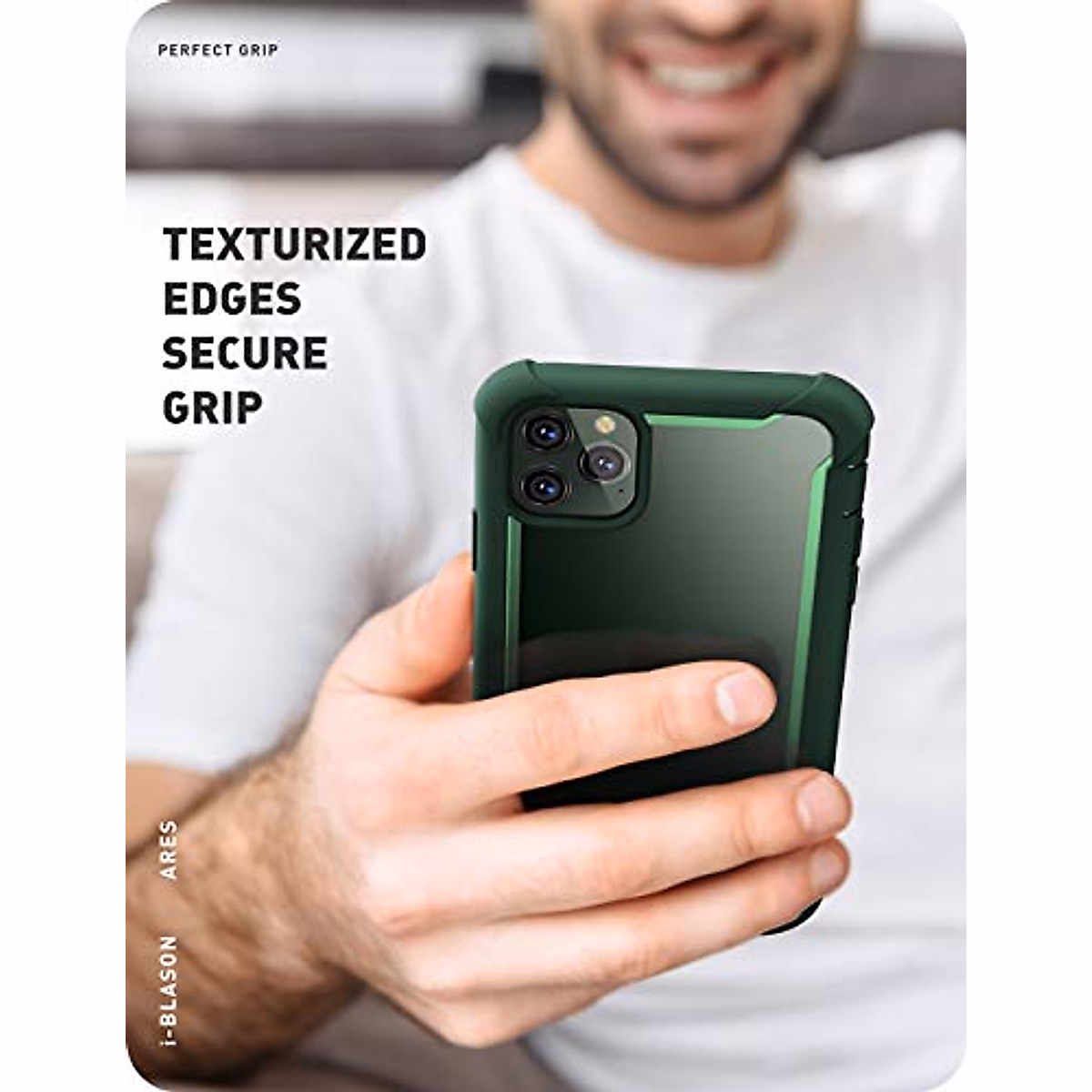 i-Blason Ares Case for iPhone 11 Pro Max 2019 Release, Dual Layer Rugged Clear Bumper Case with Built-in Screen Protector (Green)