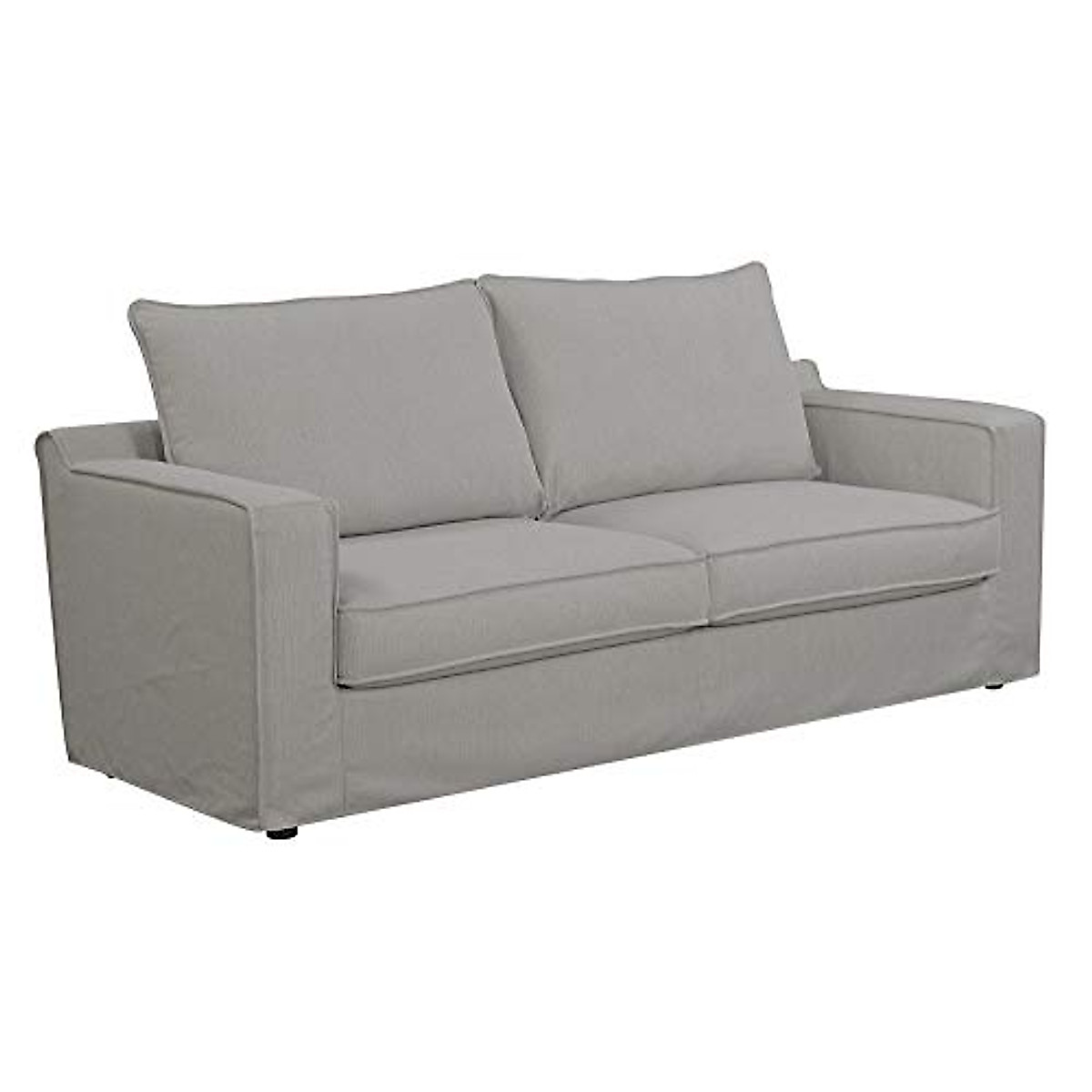 Serta Colton 85" Upholstered Living Room Sofa with Removable Slip Covers, Modern Track Arm Fabric Couch, Soft Comfortable Cushions, Linen Beige