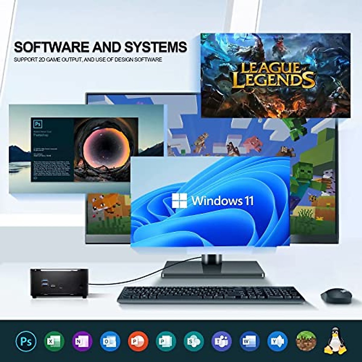 Mini Desktop Computer 9880H i9 Mini PC Windows 11 2*Gigabit Ethernet 16GB RAM 512GB NVME SSD Micro PC with UHD Graphics 630 Support 4K Dual Display WiFi BT4.2 Virtualization Technology UEFI Boot