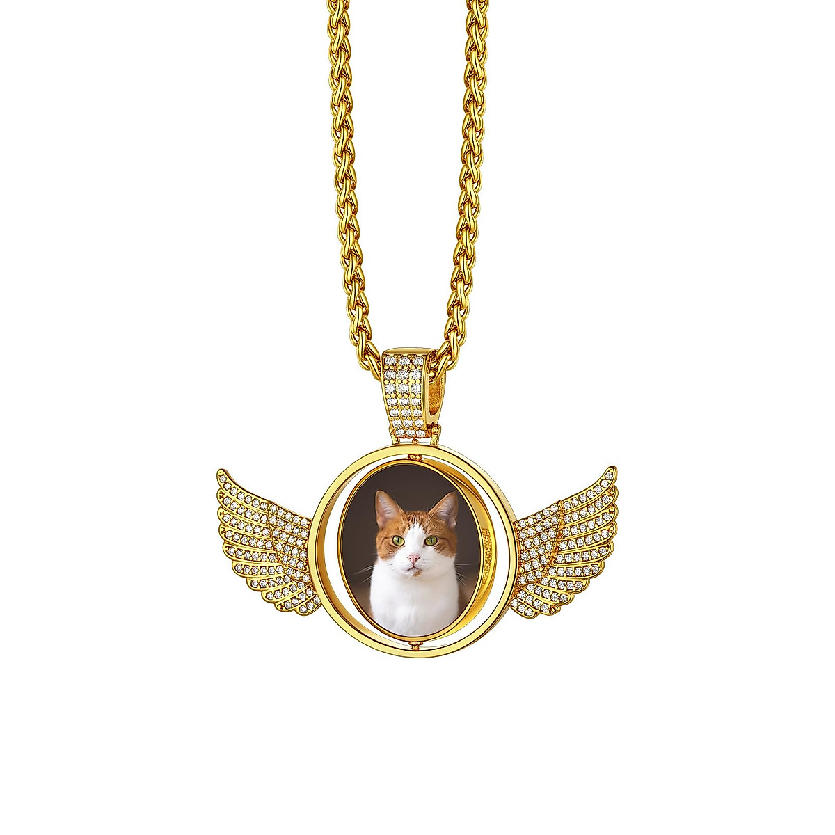 Richsteel Personalized Photo Picture Pendant Necklace Gold Plated Image Print Custom Jewelry