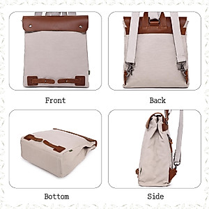 TSD The Same Direction Cooper Canvas Leather Backpack Convertible Crossbody (Ivory)