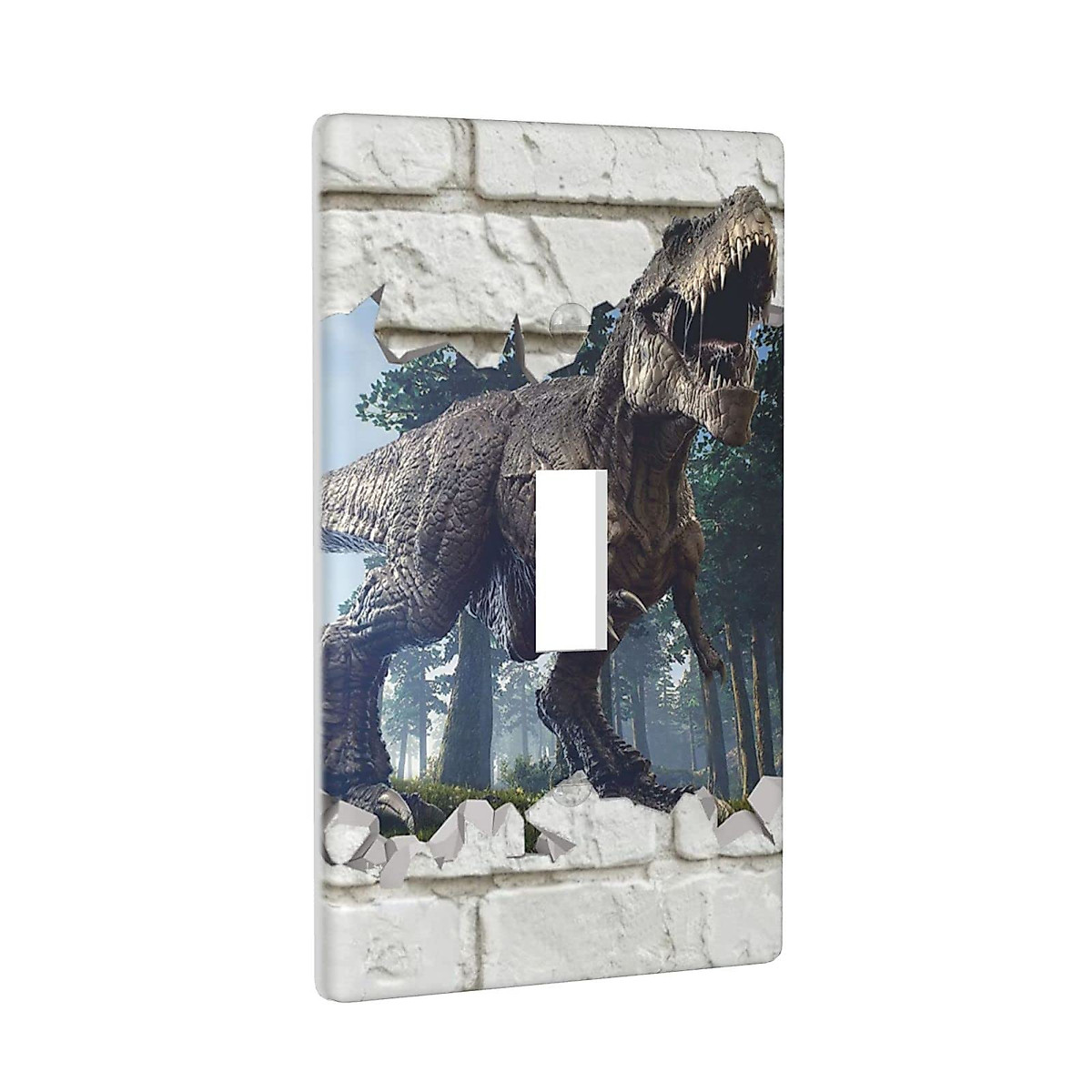 Dinosaur Single Toggle Light Switch Decorative Funny 1 Gang Wall Plate Electrical Faceplate for Kids Boys Playroom Nursery Bedroom Decor