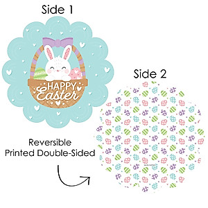 Big Dot of Happiness Spring Easter Bunny - Happy Easter Party Round Table Decorations - Paper Chargers - Place Setting For 12
