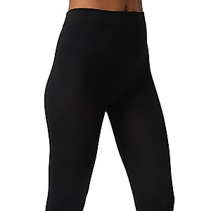 HUE Women's Sweater Tights, Black Flat Knit, Medium-Large