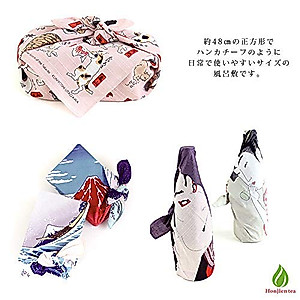 Furoshiki traditional Japanese fabric - Bento lunch wrapping cloth Bandana - Medium 18.9 x 18.9 inches, Hand towel: with Ukiyo-e art Motif [CATS by Kuniyoshi caricature artist]