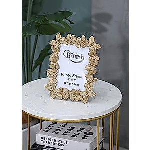 5x7 Antique Picture Frame Gold Butterfly 5 x 7 Vintage Photo Frames for Tabletop Display and Wall Mount Vertical Horizontal