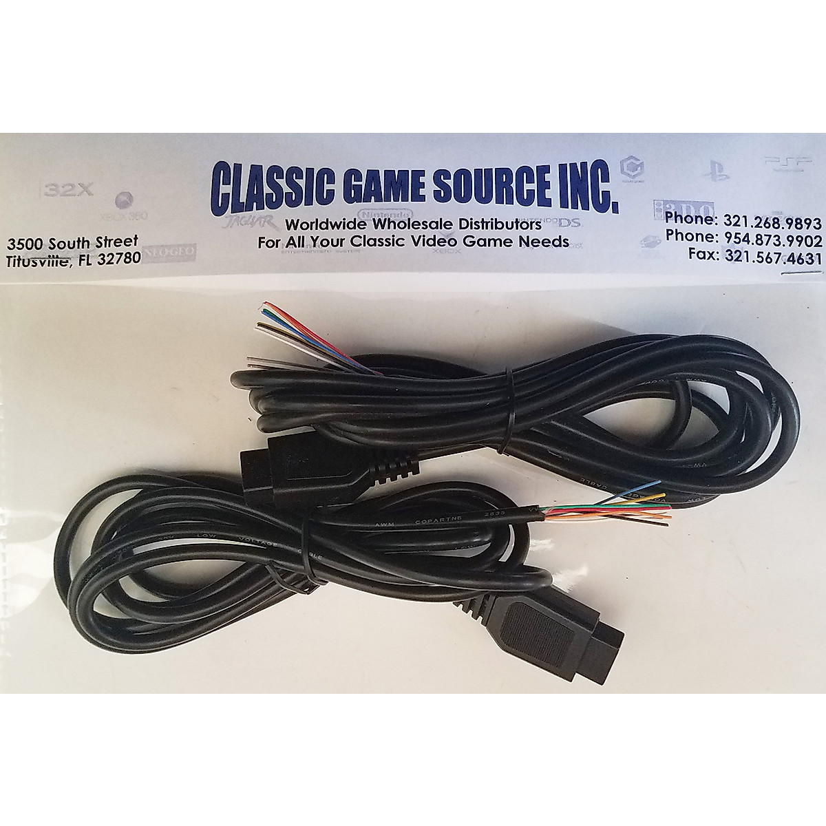 TWO 6FT 9 Pin Replacement Cable Cord Wires to Repair Sega Genesis Controller