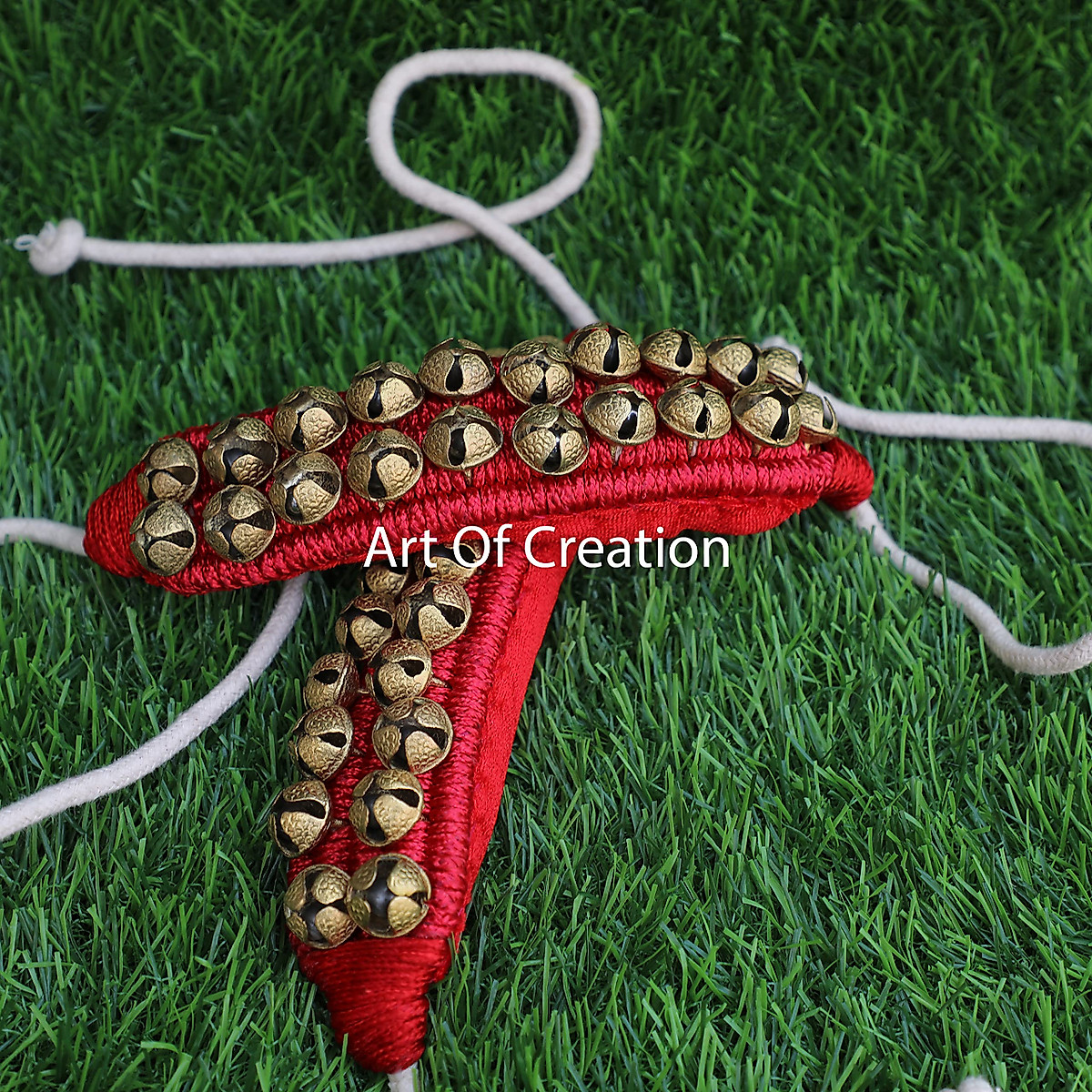 Art of Creation Kathak Dancing Ghungroo Bells 2 Line Classical Dancers Anklet Musical Instrument Bharatnatayam Indian Traditional 40 Bell Red Padded