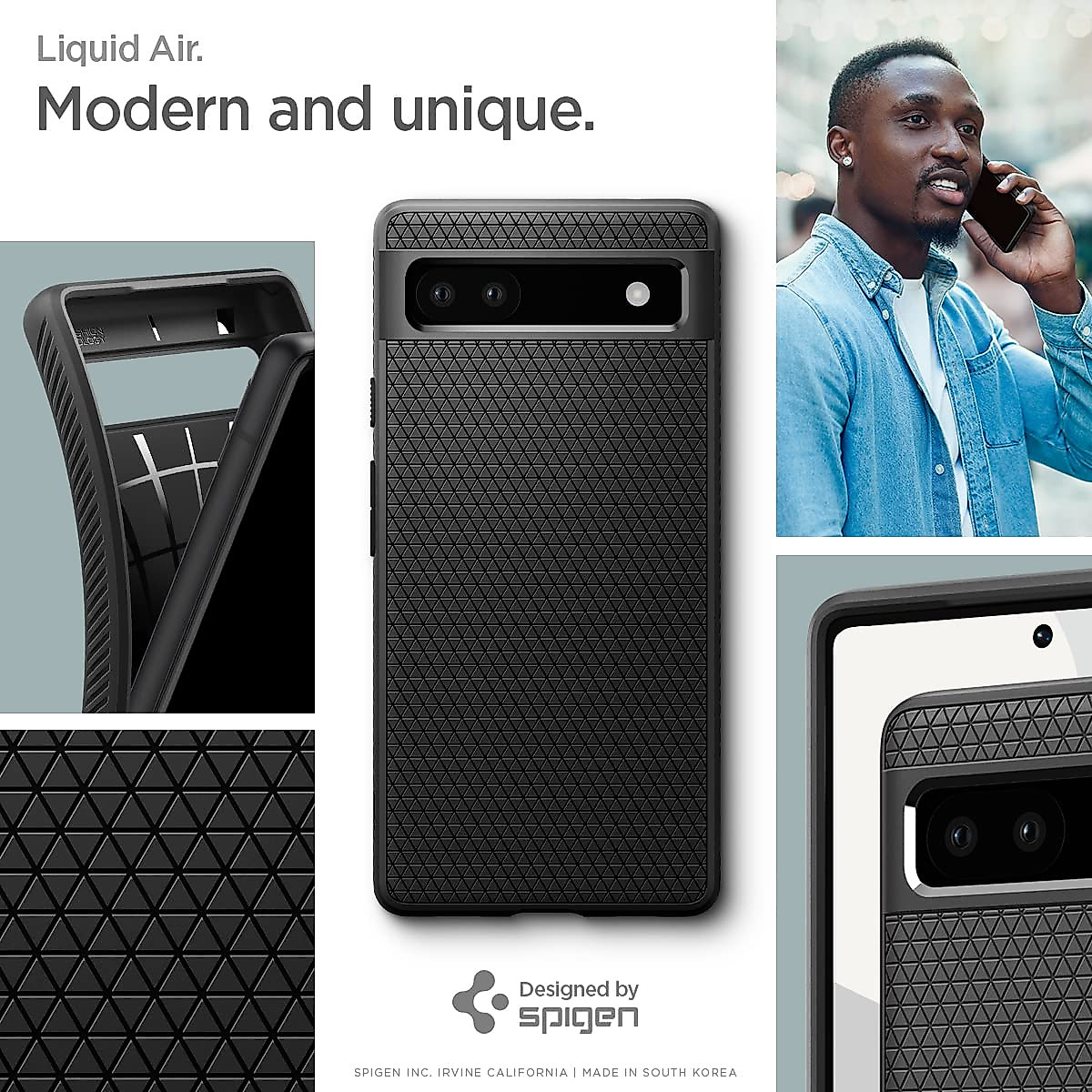 Spigen Liquid Air Designed for Pixel 6a Case (2022) - Matte Black