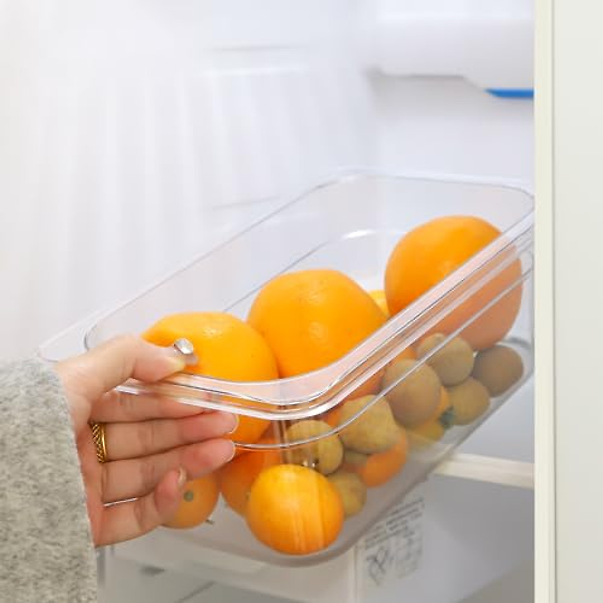 Helfe Pack of 6 Polycarbonate Clear Food Trays 1/4 Size Stackable Plastic Trays Square Food Storage Containers for Kitchen Restaurant Food Preparation and Office Organization