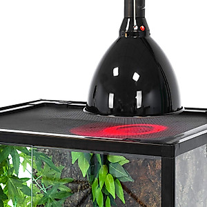 REPTI ZOO 8.5 inch Reptile Light Fixture 200W 2 in 1 E26 Base with Removable Ceramic Socket with On Off Toggle Switch in Black,Aquarium Dome Reptile UVB Light Socket Fixture (without Bulbs)
