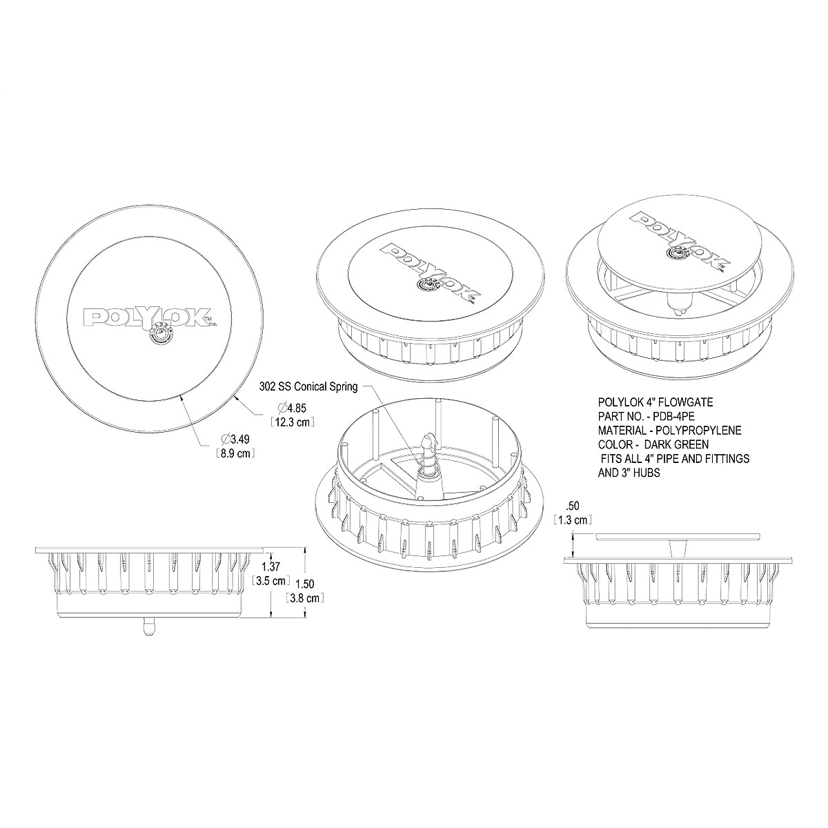 Polylok Flow Gate & 90° Elbow (Drainage Pop-Up)