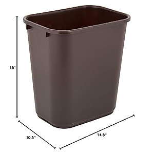 PRO&Family 28 Qt. / 7 Gallon / 26 Liters Brown Rectangular Wastebasket. Trash Bin Kitchen Trash Can Recycling Bins Plastic Bin Garbage Can.