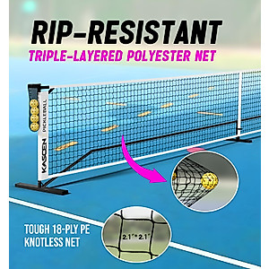 Pickleball Net - 22 FT USAPA Regulation Size Portable Pickleball Net, Pickle Ball Net with Exclusive Ball Holder, 4 Pickleballs & Carry Bag, Pickle Ball Net for Outdoor Indoor Driveway Backyard White