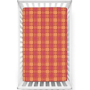Pink and Orange Themed Fitted Crib Sheet,Standard Crib Mattress Fitted Sheet Ultra Soft Material-Great for Boy or Girl Room or Nursery,28“ x52“,Dark Peach Dried Rose