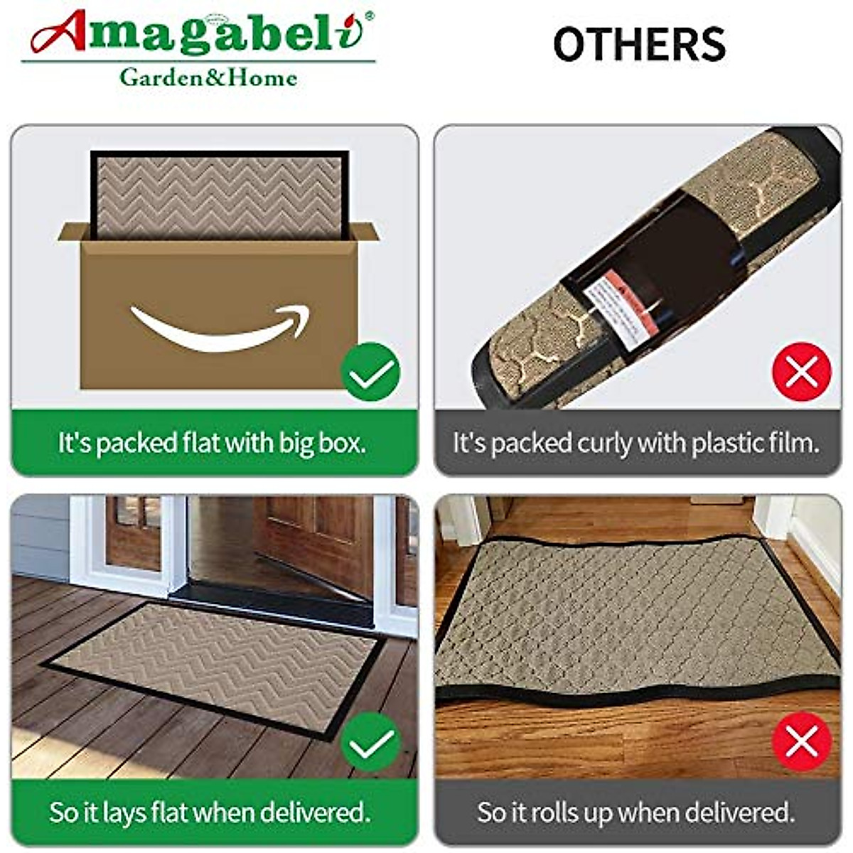 AMAGABELI GARDEN & HOME Outside Shoe Mat Rubber Doormat for Front Door 18"x 30" Outdoor Mats Entrance Waterproof Rugs Dirt Debris Mud Trapper Carpet for Patio Non Skid Doormats BG043
