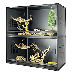 Large Reptile Terrarium 44 Gallon 40 * 16 * 16" for Bearded Dragon Lizard Snake Cage Reptiles Enclosure Wide Breeding Lounge Vivarium Area with Sliding Doors Lock for Crawling Pet