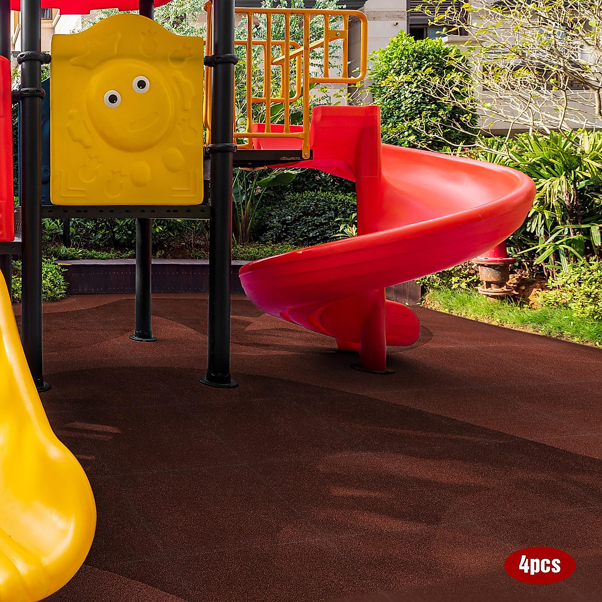 CheriMuMu Rubber Playground Tiles, 20"x20"x1” High Density Interlocking Shock Absorbent Safety Tiles Heavy Duty Rubber Exercise Mats, Non-Slip Flooring Mat for Playground Park Gym Indoor and Outdoor