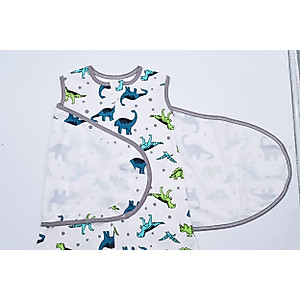 AugTwig Baby Sleepsack Swaddle 3-Way Adjustable Wearable Blanket Boy and Girl,100% Cotton,6-12 Months(Green Dinosaur)
