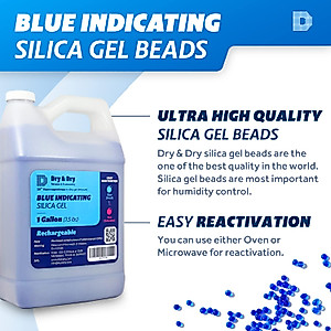 Dry & Dry [7.5 LBS] Blue Indicating Silica Gel Beads(Industry Standard 3-5 mm) - Reusable Desiccant Beads Silica Beads(Blue to Pink)
