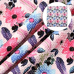David Angie Floral Bullet Textured Liverpool Fabric 4 Way Stretch Spandex Knit Fabric by The Yard for Head Wrap Accessories (Pattern B)