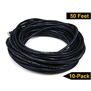 iMBAPrice 15' Cat5e Network Ethernet Patch Cable, 10 Pack, Black (IMBA-CAT5-15BK-10PK)