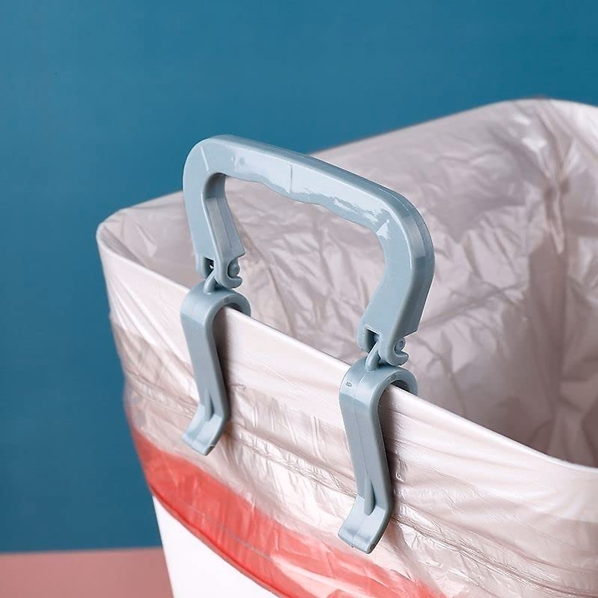 NentMent 4 Pack Waste Basket Clips with Handle Non-Slip Trash Bags Clamp Holder for Wastebucket Liners Garbage Can Cardboard Box Trash Container Bathroom Bedroom Office Under Desk Sink Cabinet