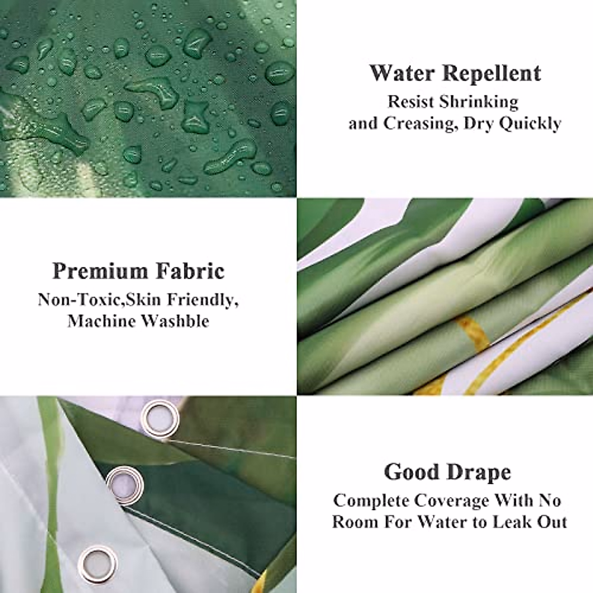 ZYLLGLOW Green Turtleback Leaf Shower Curtain Set Boho Plant Shower Curtain Set with Rugs, Abstract Bathroom Decor Accessories Bathroom Set with Shower Curtain and Rugs Leaves Curtain Set