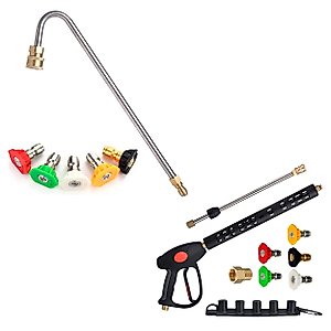 M MINGLE Pressure Washer Gutter Cleaner Attachment, Pressure Washer Gun with Extension Wand, 10 Nozzle Tips