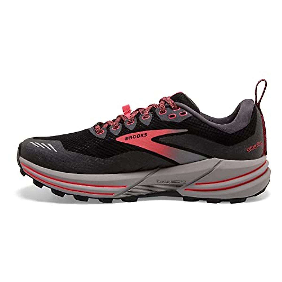 Brooks Women’s Cascadia 16 GTX Waterproof Trail Running Shoe - Black/Blackened Pearl/Coral - 8.5 Medium