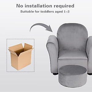 Bonrcea Pink Kids Sofa Toddler Chair,Kids Armchair,Sofa Chair,Toddler Couch Chair with Footstool,21.65x17.32x20.28inch Upholstered Couch,Armrest Sofa Chair for Chidren,Kids,Toddlers