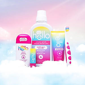 Hello Kids Mouthwash with Unicorn Bubble Gum Flavor, Alcohol Free Mouthwash for Kids with Fluoride, Safe for Ages 6 and Up, Anticavity, Vegan, No Alcohol, No Dyes, 3 Pack, 16 OZ Bottles