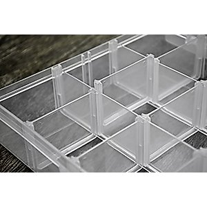 SE Large Plastic Translucent Storage Container with 18 Adjustable Sections - 87064DB