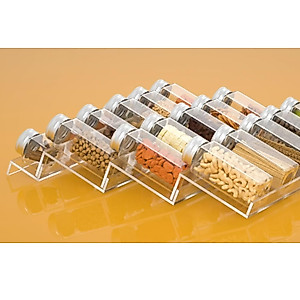 FEMELI Spice Drawer Organizer Insert for Kitchen,Adjustable Expandable Spice Rack Tray 4 Tiers for Spice Jars,Seasonings,Acrylic,Clear,2 Pack