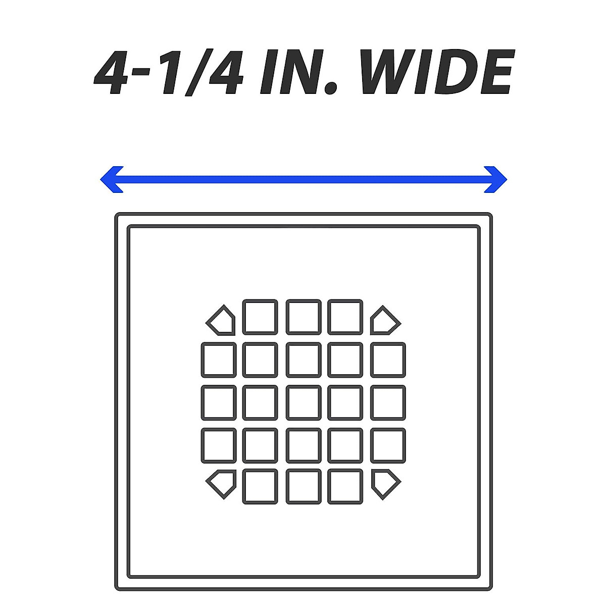4-1/4” Square Snap-in Black Shower Drain - Matte Black Shower Drain - 4.25 inch Shower Drain Cover - Durable Square Shower Drain and Floor Drain Cover- **3" OD Snap-in Prong to Prong**