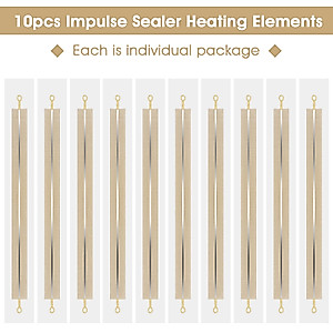 10 Pieces Impulse Sealer Replacement Parts 12 Inch Heat Seal Strips Replacement Element Grip Impulse Sealer Heating Element Service Spare Repair Kit, 300mmx2mm