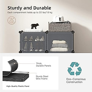 Cuzdeco Shoe Organizer Cabient, 6 Cube 12 Tiers Shoe Rack with Door, 24 Pairs Plastic Shoes Storage Cabinet Expandable Free Standing Shoe Rack, for Closet Entryway Hallway Bedroom, Black