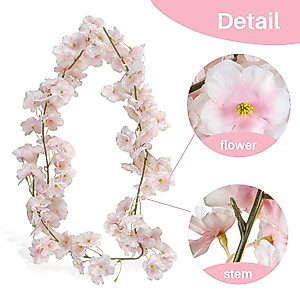 MAQIHAN 2PCS Cherry Blossom Garland - Hanging Cherry Blossom Vines Artificial Flowers Garland Sakura Vines Flower Decor for Wedding Party Decoration