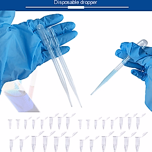 HJYZY 200pcs 0.2/0.5/1.5ML Clear Plastic Graduated Microcentrifuge Test Tubes with Attached Lid 3ml Calibrated Pipette Dropper Plastic Disposable Transfer Pipettes