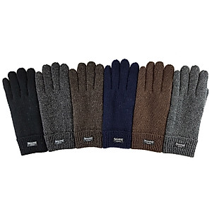 BRUCERIVER Men Pure Wool Knitted Gloves with Thinsulate Lining Size L/XL (Black)