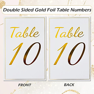 Gold Table Number Cards with Holders, 1-30 Gold Place Cards with Stands, 4x6" Double Sided Table Place Cards, Table Sign with Stands for Wedding Reception Event Party Restaurant Centerpieces Decor